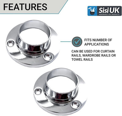 Wardrobe Rail Locking End Socket Suit 19mm Round Chrome Wardrobe ...
