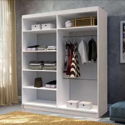 Wardrobe with LED Light High Gloss Sliding Wardrobe - Modern Bedroom ...