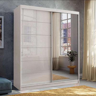 Wardrobe with LED Light High Gloss Sliding Wardrobe - Modern Bedroom ...