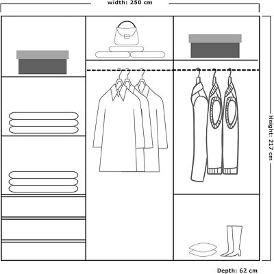 Wardrobe with LED Light - Modern 2 or 3 Sliding Wardrobe with Mirror ...
