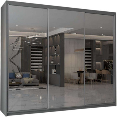 Wardrobe with LED Light - Modern 2 or 3 Sliding Wardrobe with Mirror ...