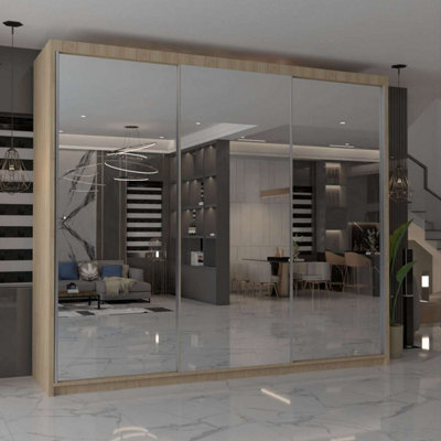 Wardrobe with LED Light - Modern 2 or 3 Sliding Wardrobe with Mirror ...