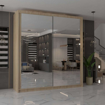 Wardrobe with LED Light - Modern 2 or 3 Sliding Wardrobe with Mirror ...