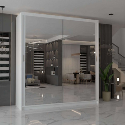Wardrobe with LED Light - Modern 2 or 3 Sliding Wardrobe with Mirror ...