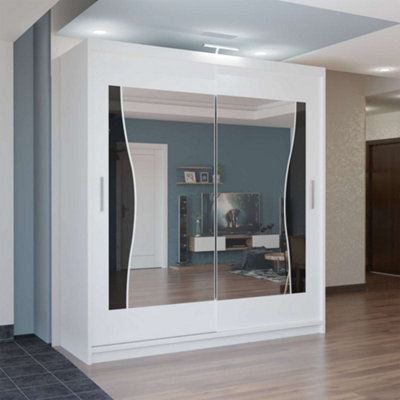 Wardrobe with LED Light - Modern Sliding Door Mirrored Wardrobe ...