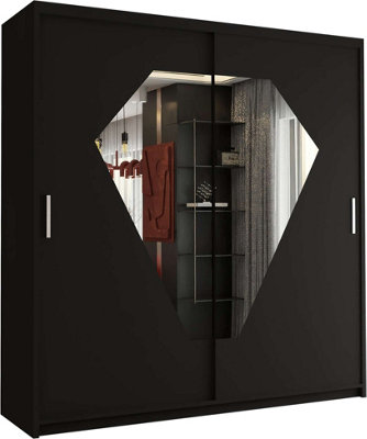 Wardrobe with LED Light Modern Sliding Wardrobe Unique Mirror Style ...