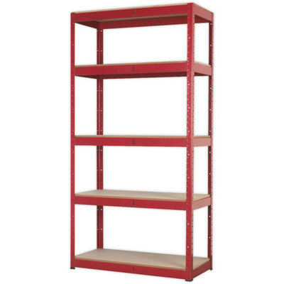 Warehouse Racking Unit with 5 MDF Shelves - 350kg Per Shelf - Steel ...