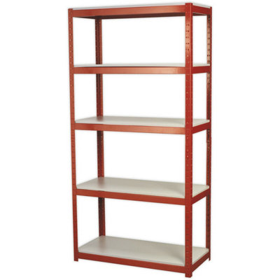 Warehouse Racking Unit with 5 MDF Shelves - 500kg Per Shelf - Steel ...