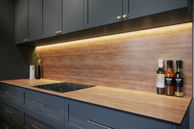 Warm Oak 3000mm x 610mm x 6mm Compact Laminate Worktop Modern ...