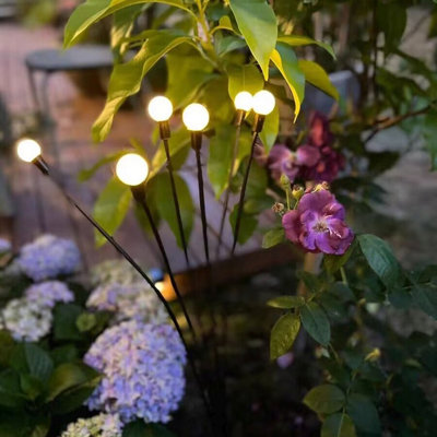 Warm White Berry Solar Stake Light LED Firefly Decorative Garden Path ...