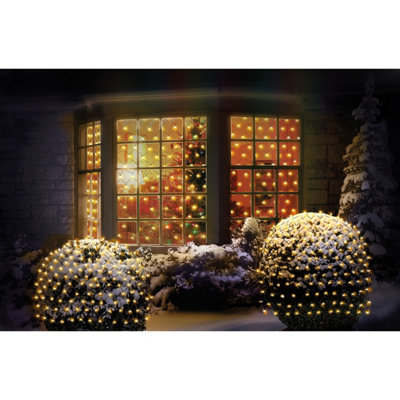 Warm White Christmas Window Net Lights 180 LED 1.7M x 1.2M Multi Action ...