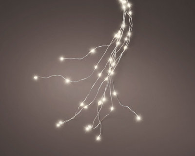 Warm White Micro LED 7ft Christmas Tree Lights Silver Wire 672 LEDs
