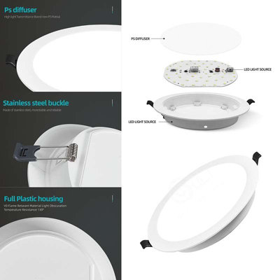 Warm White Modern LED Recessed Ceiling Round Panel DownLight
