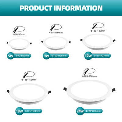 Warm White Modern LED Recessed Ceiling Round Panel DownLight