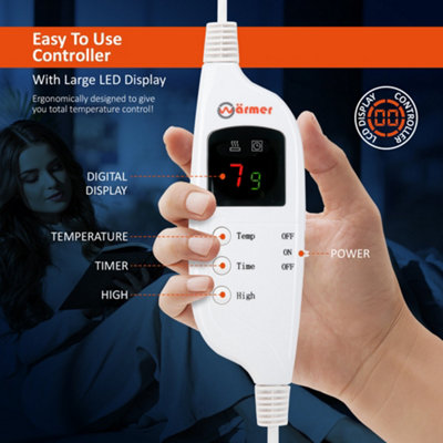 WARMER Electric Heated Throw with 9 Hour Timer, 9 Heat Settings - Large