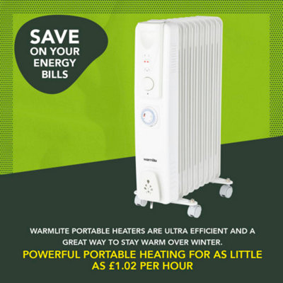 Warmlite WL43004YTW 2000W Oil Filled Radiator