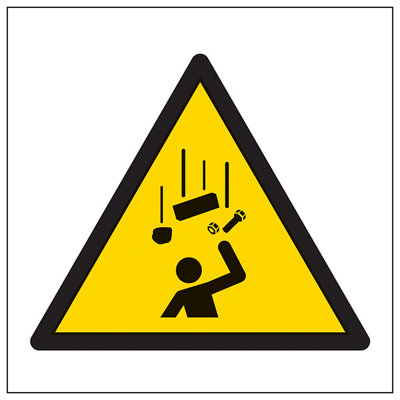 Warning Falling Objects Logo Safety Sign Adhesive Vinyl 100x100mm (x3 ...