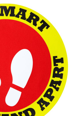 Warning Floor Sticker Be Smart Please Stand Apart Set of 4