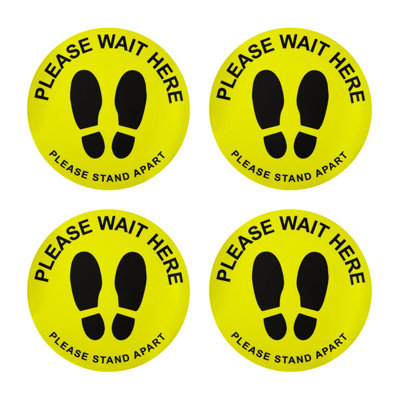 Warning Floor Sticker Please Wait Here Set of 4