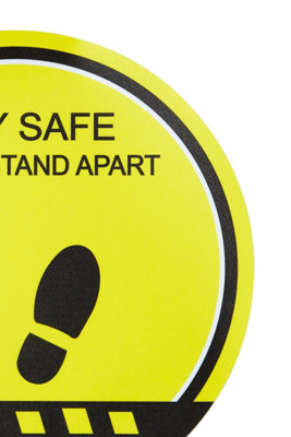WARNING FLOOR STICKER STAY SAFE PLEASE STAND APART SET OF 4
