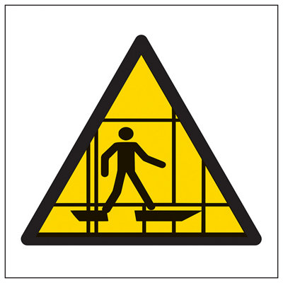 Warning Scaffolding Logo Safety Sign - Rigid Plastic - 100x100mm (x3)