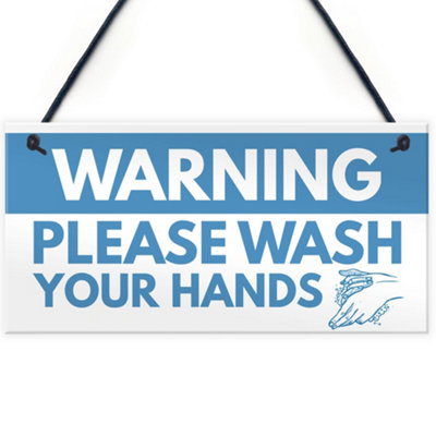 Buy Warning Sign Please Wash Your Hands Bathroom Toilet Sign Hanging ...