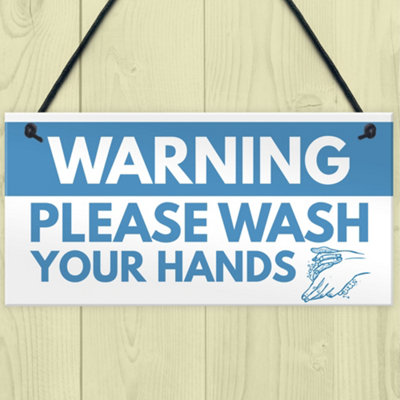 Buy Warning Sign Please Wash Your Hands Bathroom Toilet Sign Hanging ...