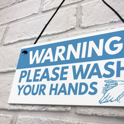 Buy Warning Sign Please Wash Your Hands Bathroom Toilet Sign Hanging ...