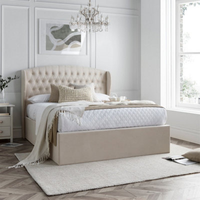 King size ottoman bed velvet store