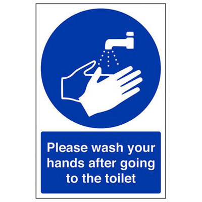 Wash Your Hands Toilet Safety Sign - Rigid Plastic - 200x300mm (x3 ...