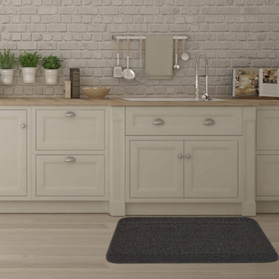 Washable Designer Rugs & Mats Bordered Design in Dark Grey 110D