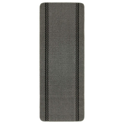 Washable Designer Rugs & Mats Lined Bordered Design in Dark Grey 116D