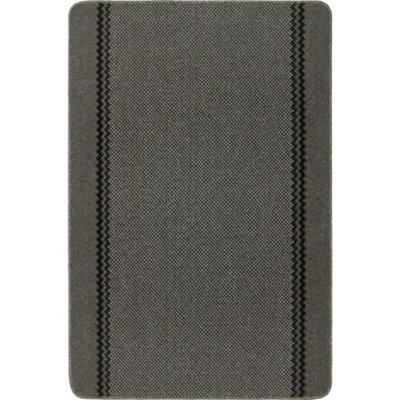 Washable Designer Rugs & Mats Lined Bordered Design in Dark Grey 116D