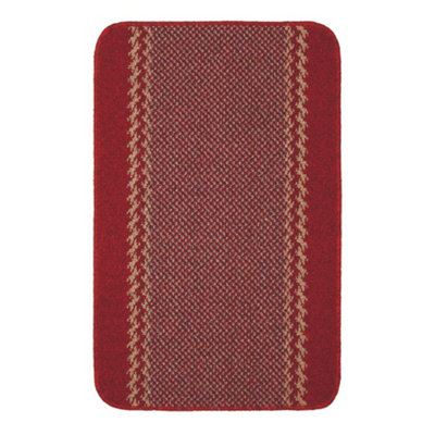Washable Designer Rugs & Mats Lined Bordered Design in Red 116R