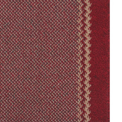 Washable Designer Rugs & Mats Lined Bordered Design in Red 116R