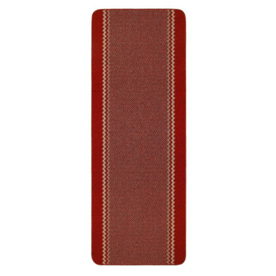 Washable Designer Rugs & Mats Lined Bordered Design in Red 116R