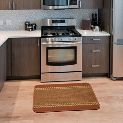 Washable Designer Rugs & Mats Lined Bordered Design in Terra 116T
