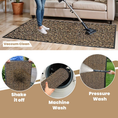 Washable Dirt Trapper Door Mat - Heavy Duty, Non-Slip Rubber Backed ...