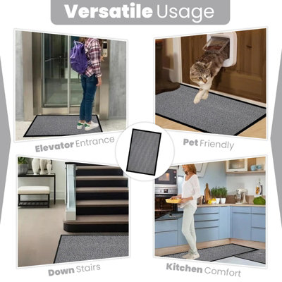 Washable Dirt Trapper Door Mat - Heavy Duty, Non-Slip Rubber Backed ...