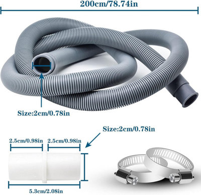 Washing Machine / Dishwasher Waste Kit Drain Hose Extension Pipe (2M)