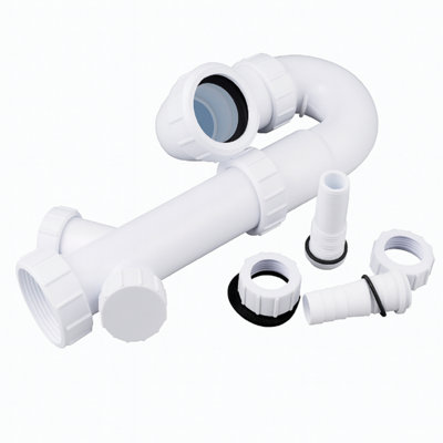 Washing Machine Trap 40mm x 76mm Double Inlet White Plastic Waste Trap ...