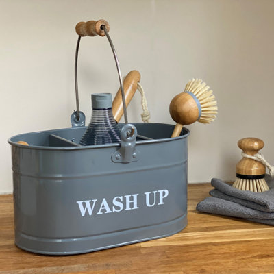 Washing Up Tidy Tin in Attractive French Grey | DIY at B&Q
