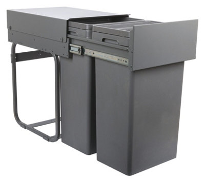 Waste Chief Double Pull Out Bin 32 Litres x2 - Grey