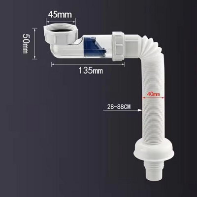 Waste Water Pipe Extendible 28 to 88cm