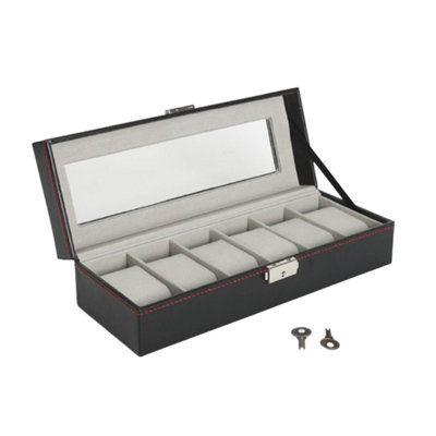 Watch Box With 6 Slots, Premium Watch Storage Case with Metal Clasp ...