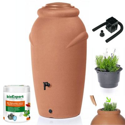 Water Butt Kit with Tap, Diverter and Bio Cleaner - Amphora Shaped 210L ...