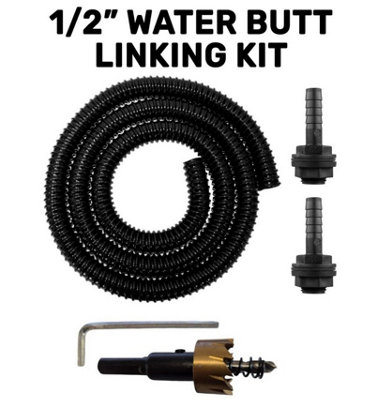 Water Butt Linking Kit + Drill Bit 1/2" 1m Pipe