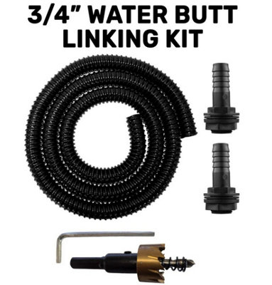 Water Butt Linking Kit + Drill Bit 3/4" 2m Pipe
