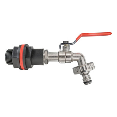 water butt/rain barrel/storage tank outlet adaptor + tap,REQUIRES A ...