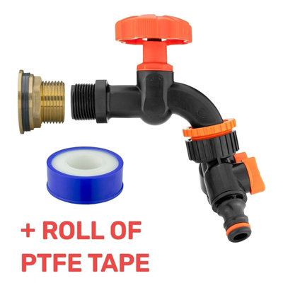 Water Butt Replacement Tap BRASS Metal Lever UK Bib Outlet Barb Quick ...